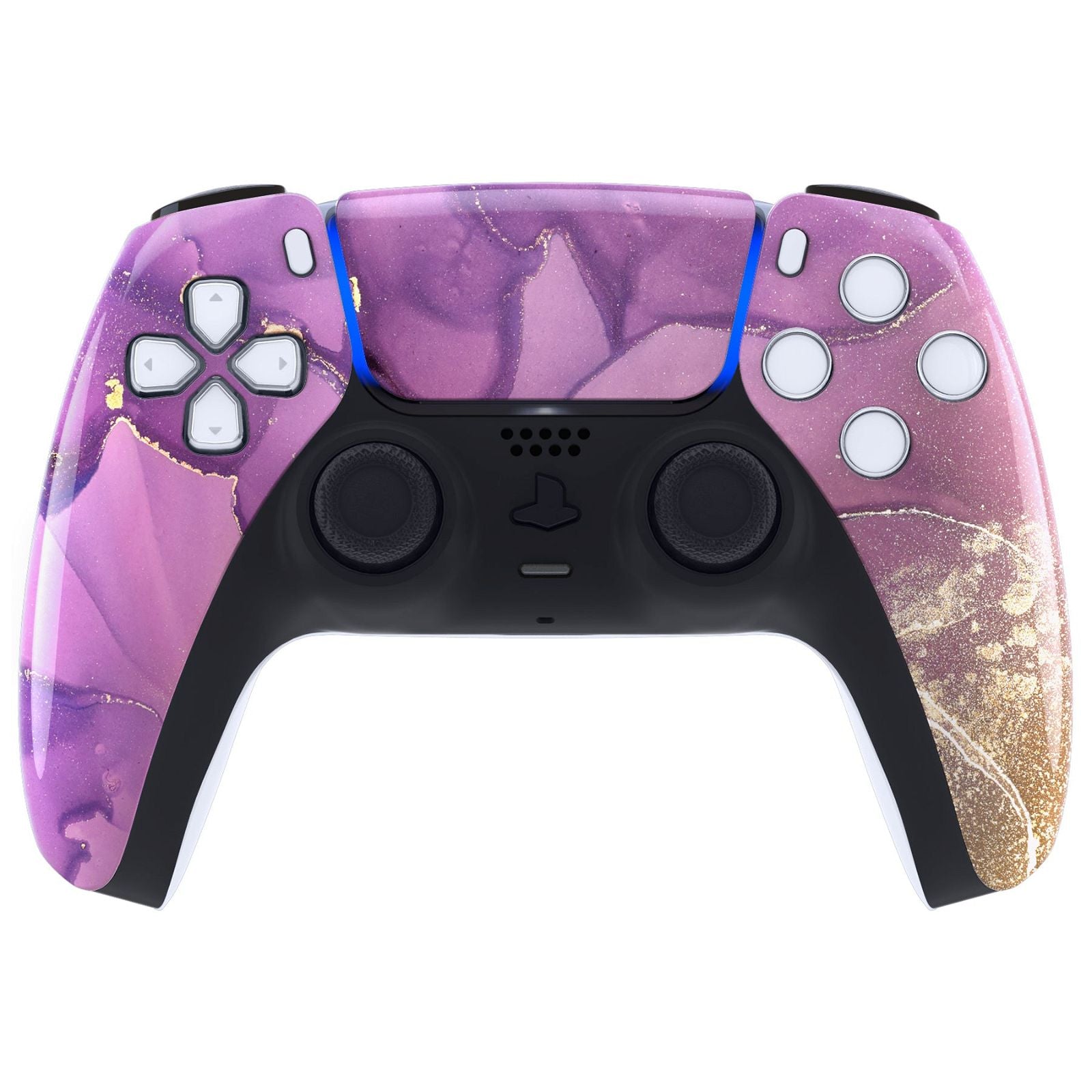 Glossy Cosmic Purple Gold Marble Front Shell With Touchpad Compatible With PS5 Controller BDM ...