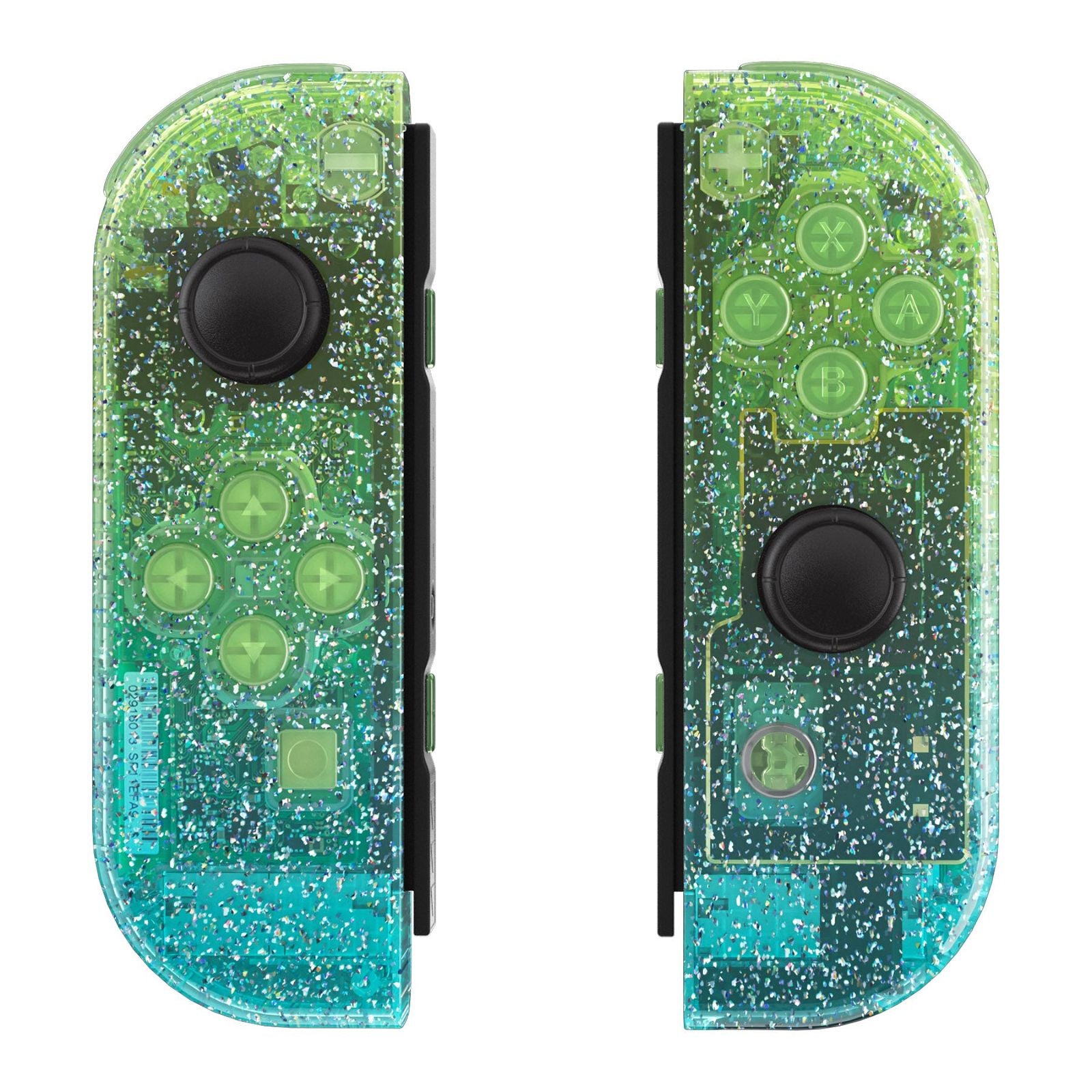 eXtremeRate Glitter Gradient Translucent Green Blue Shells For NS Switch Joycon & OLED Joycon ...