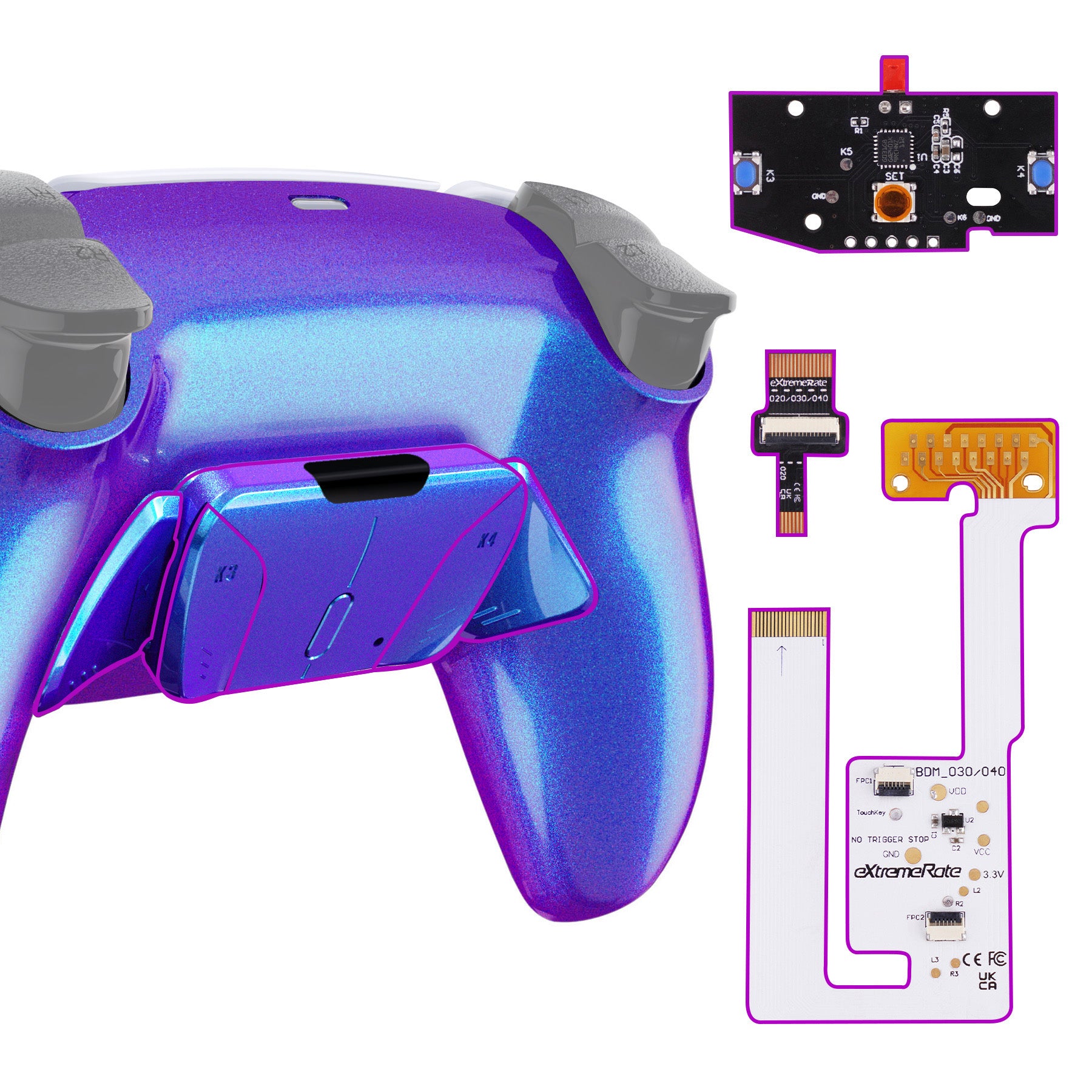 Glossy Chameleon Purple Blue Remappable RISE4 V3 Remap Kit For PS5 ...