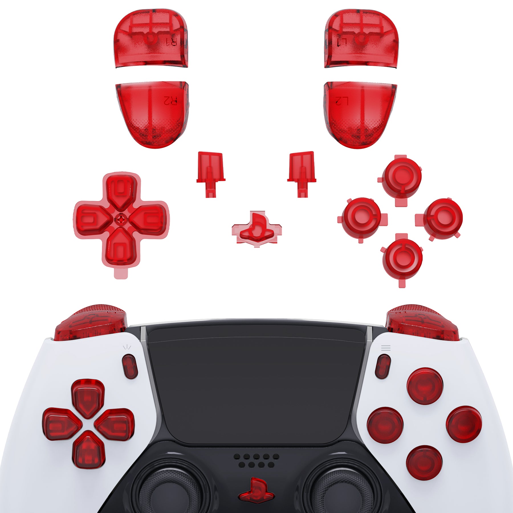 Clear Red Full Set Button Kits Compatible With PS5 Edge Controller ...