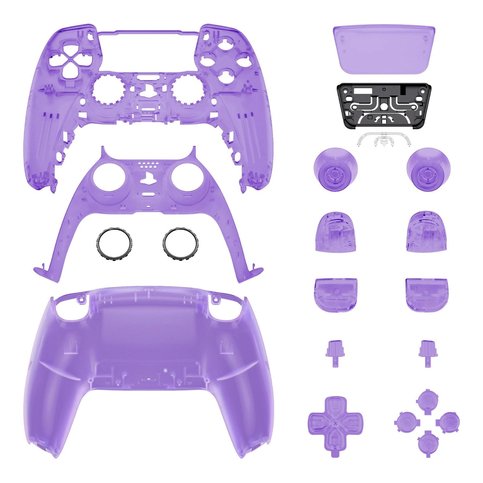 Clear Purple Full Set Shells with Buttons For PS5 Controller BDM-030 ...