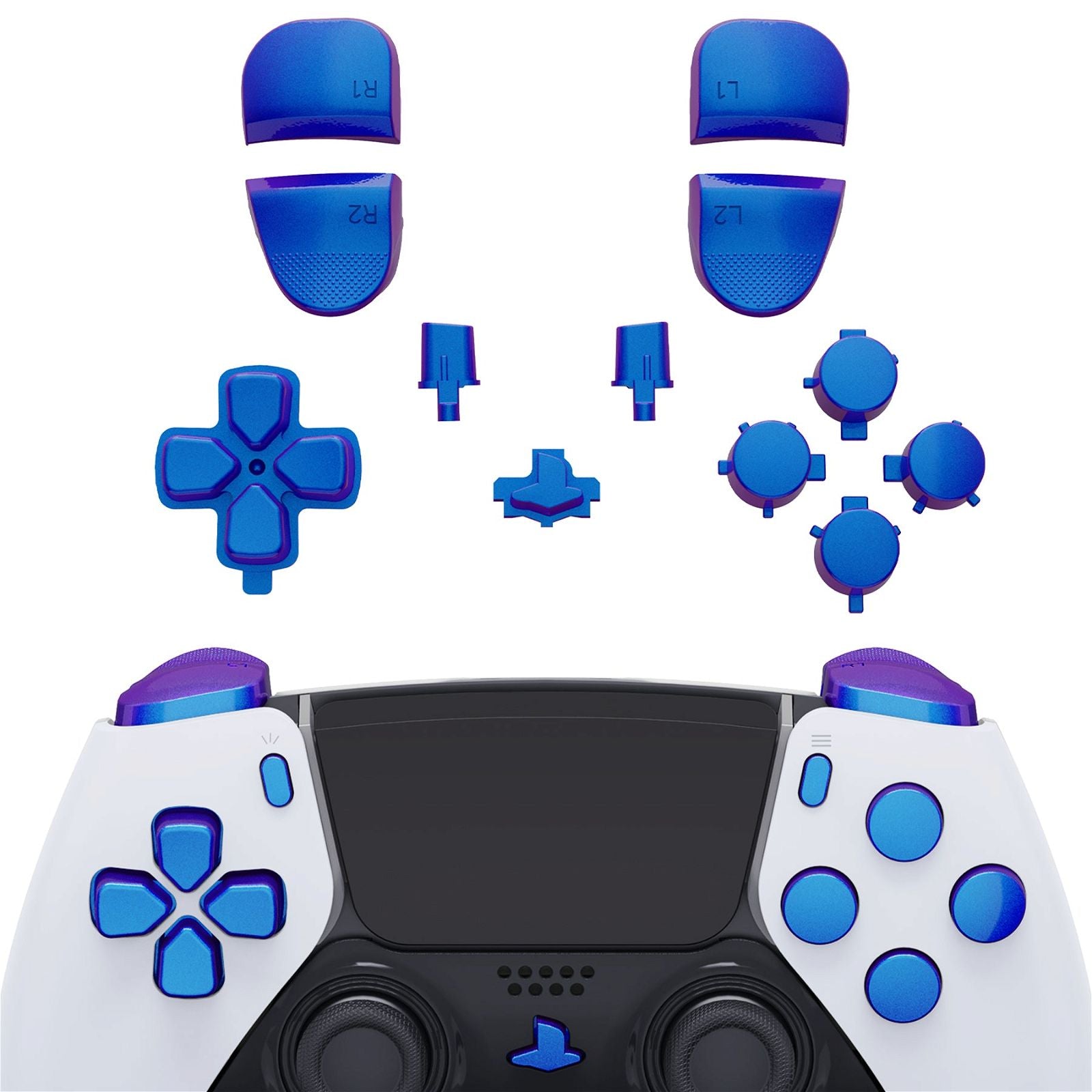 Glossy Chameleon Blue Purple Full Set Button Kits Compatible With PS5 ...