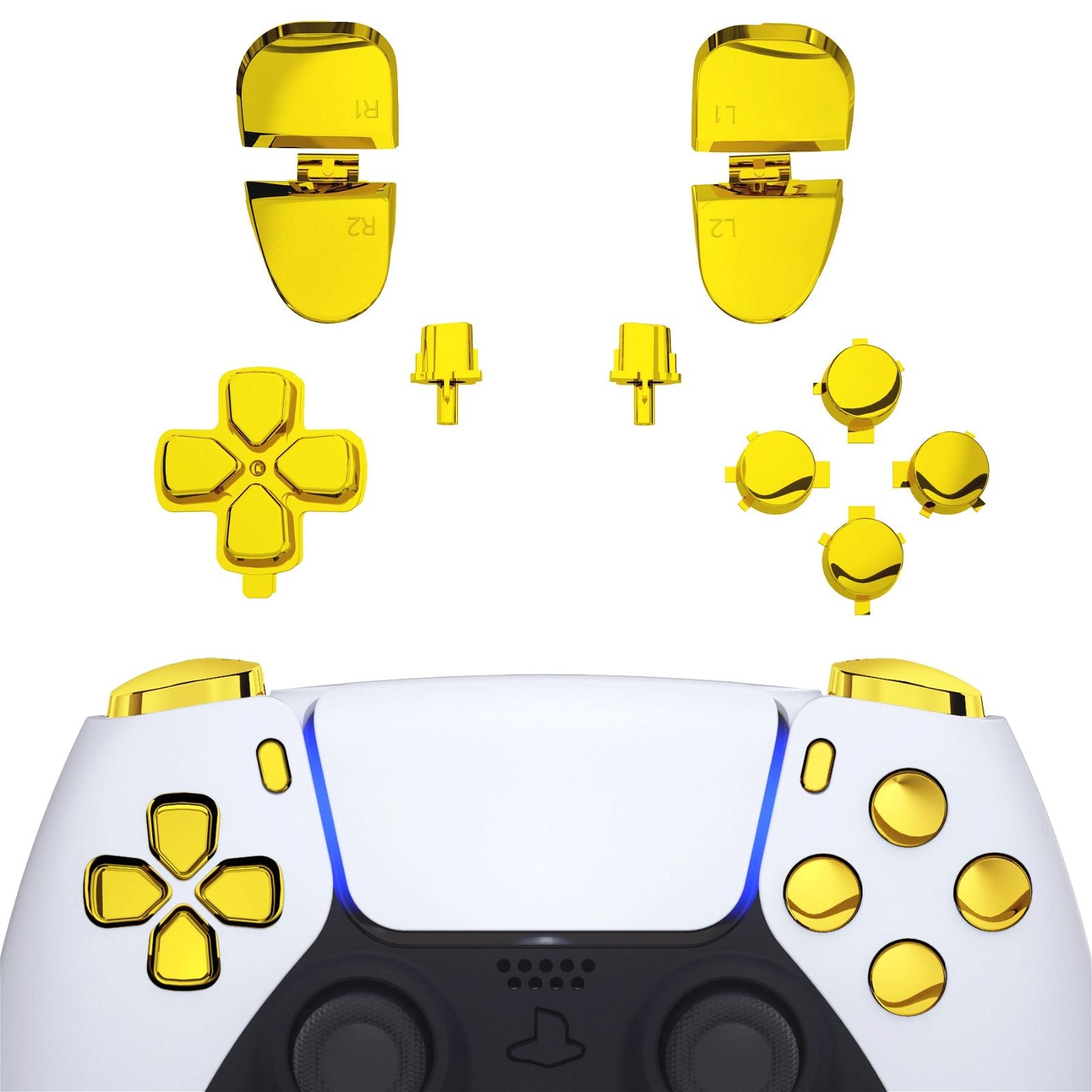 Glossy Chrome Gold 11in1 Button Kits Compatible With PS5 Controller BDM ...