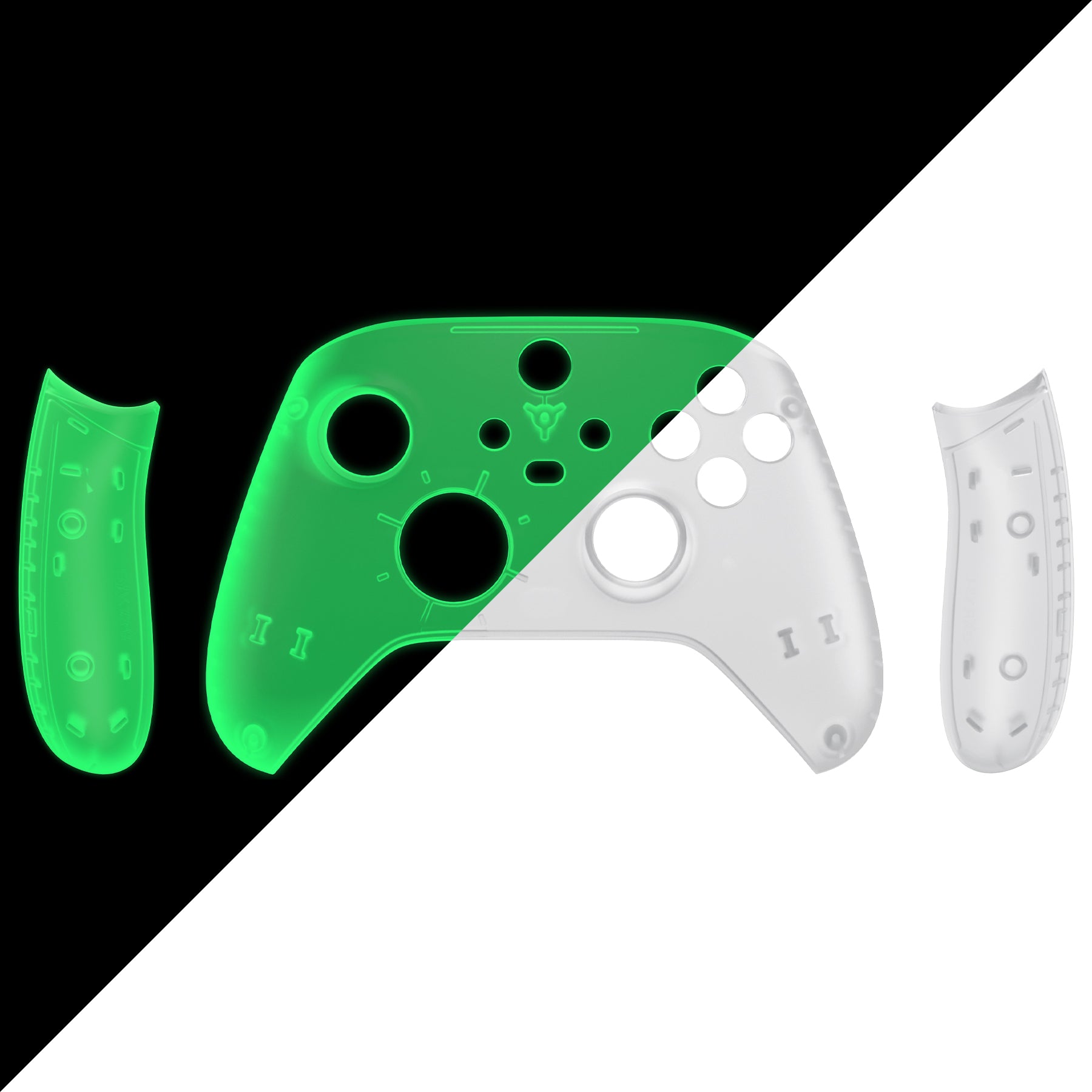Glow In Dark -Green Front Shell With Side Rails Panel For Xbox Series X ...