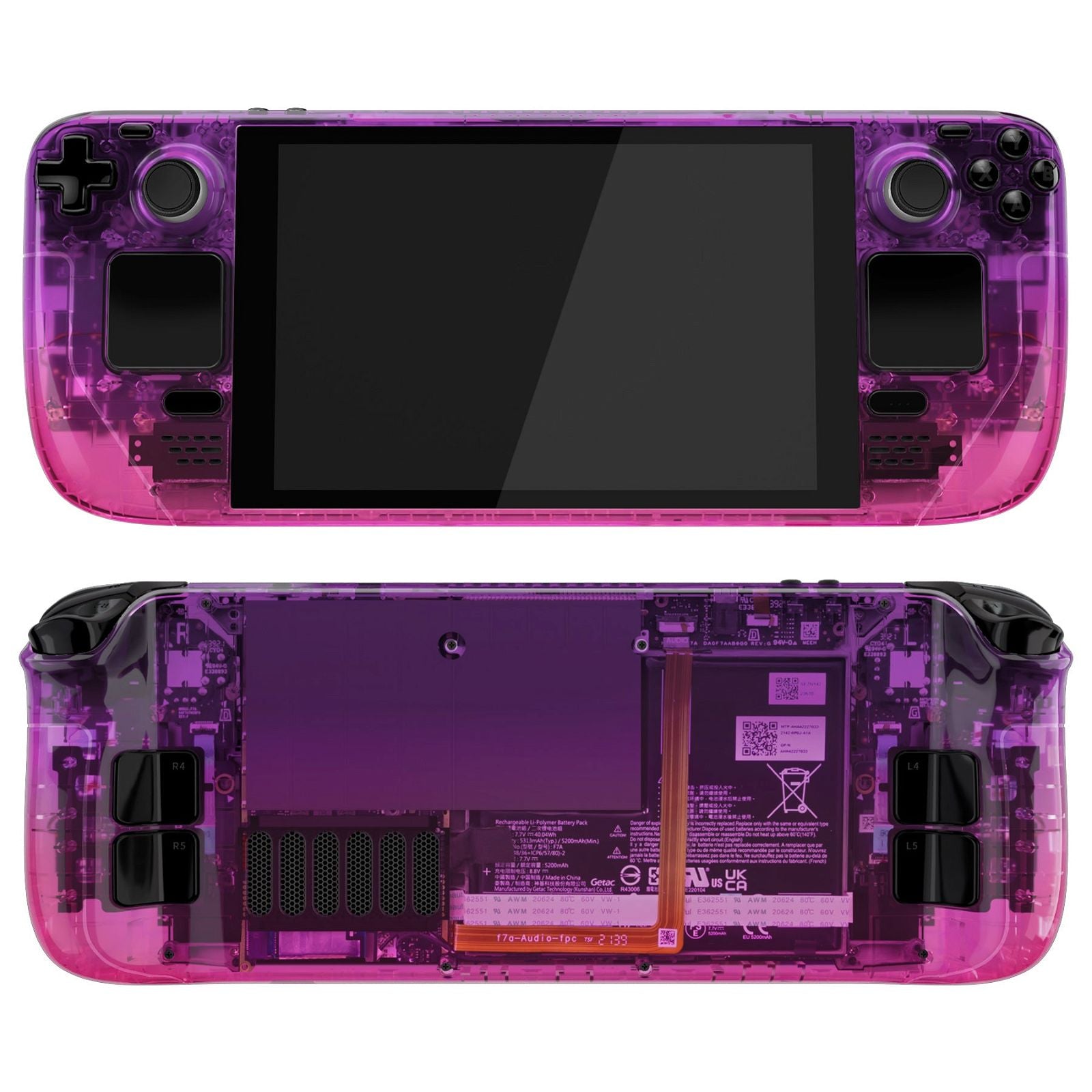 Gradient Translucent Purple Rose Red Full Set Shell For Steam Deck LCD ...