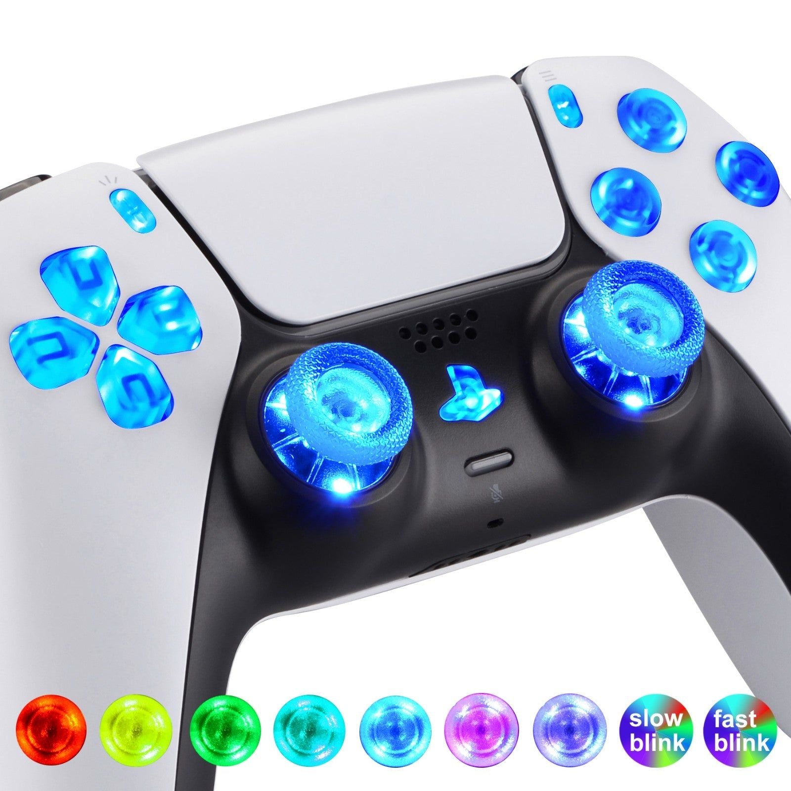 Multi-colors ILLuminated Transparent Buttons DTF V3 LED Kit for PS5 ...