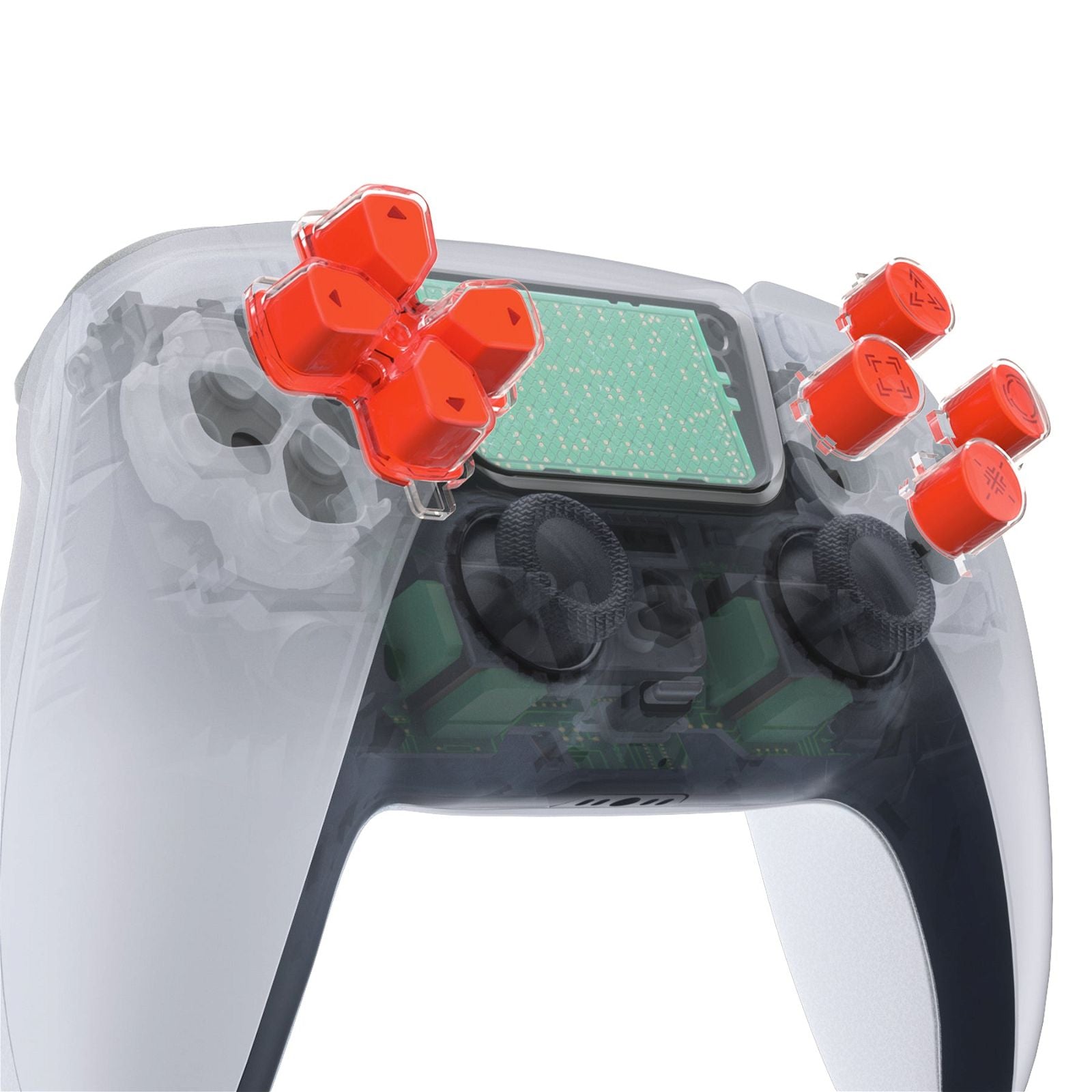 Replacement Custom Dpad Action Buttons Three-Tone Orange & Clear with ...