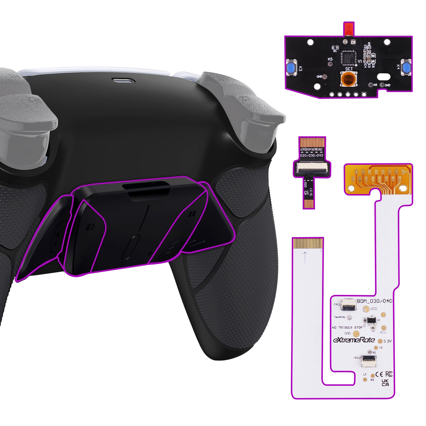 Rubberized Black Remappable RISE4 V3 Remap Kit for PS5 Controller BDM ...