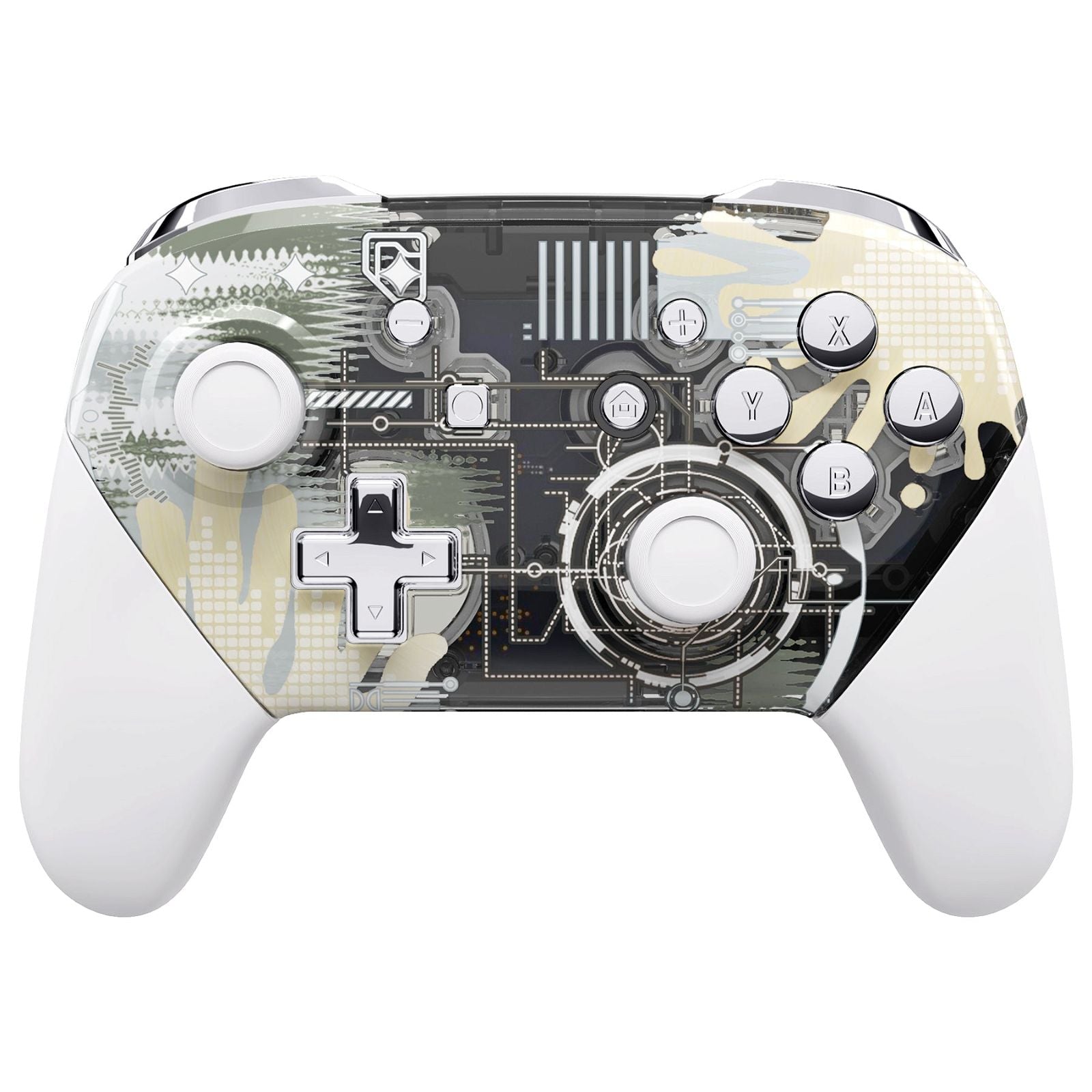Silver Splatter Full Shells And Handle Grips For NS Pro Controller-FRT107WS