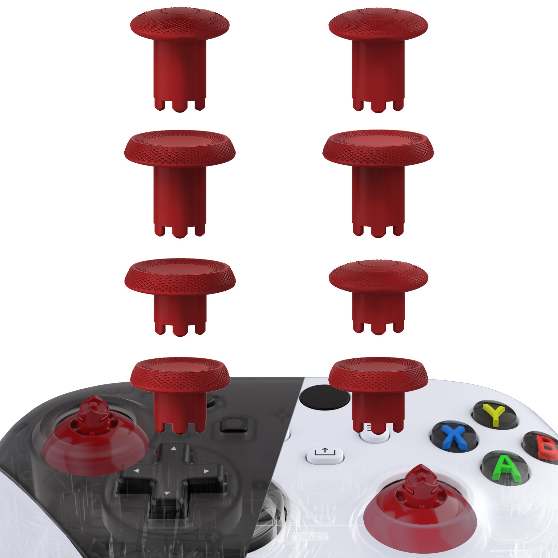 eXtremeRate Carmine Red ThumbsGear V3 Interchangeable Thumbsticks for ...