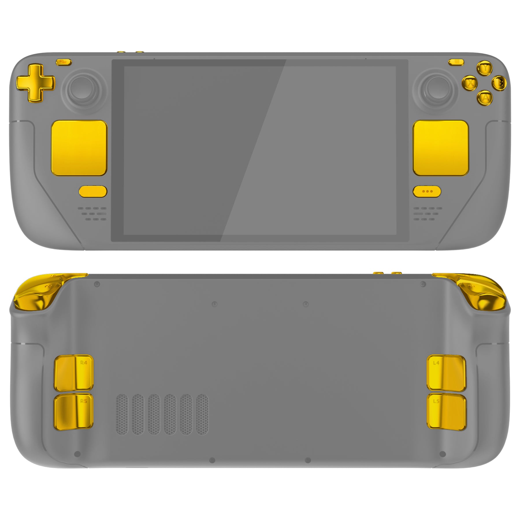 eXtremeRate Chrome Gold Replacement Full Set Buttons for Steam Deck ...