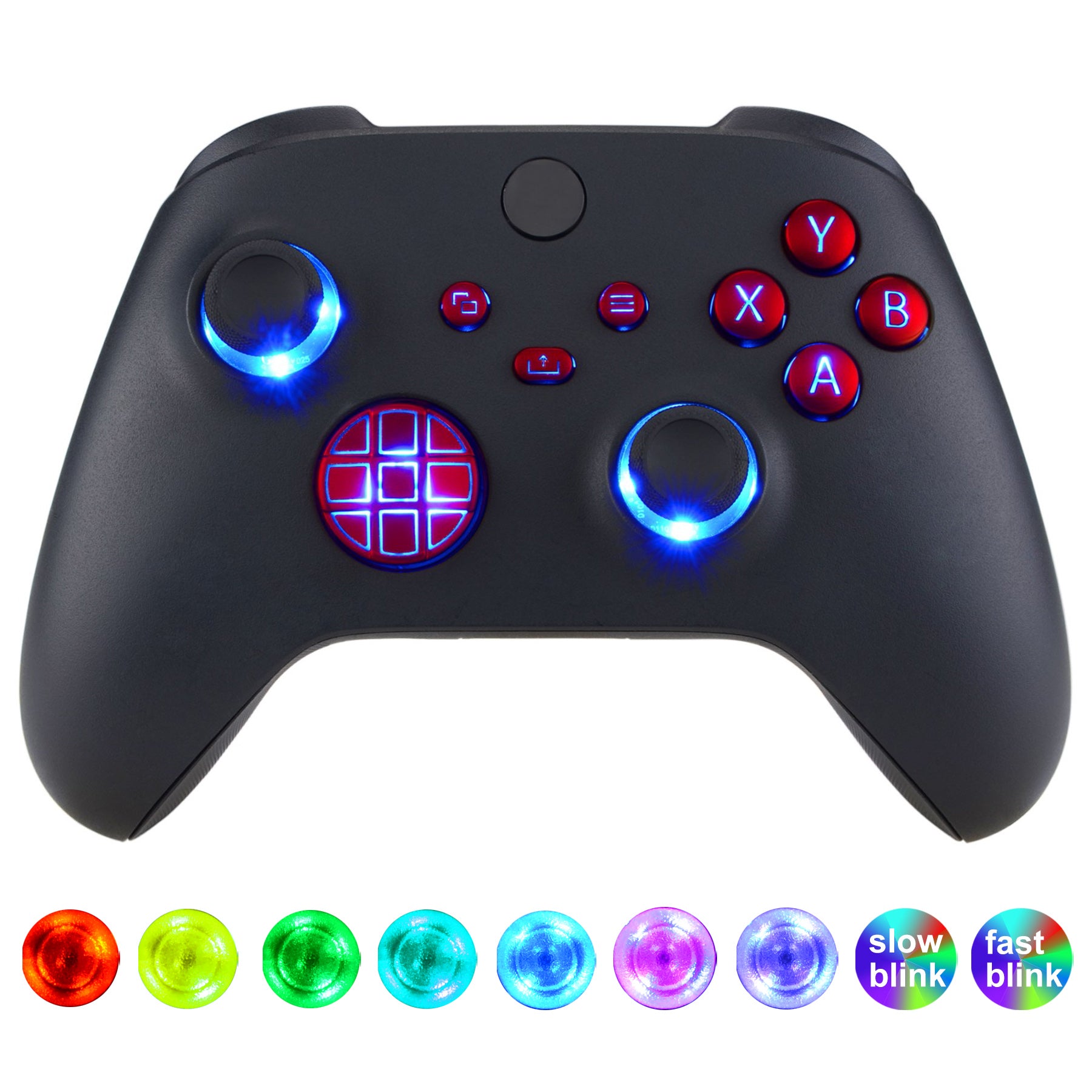 eXtremeRate Multi-Colors Luminated Vampire Red Buttons DTF V2 LED Kit ...