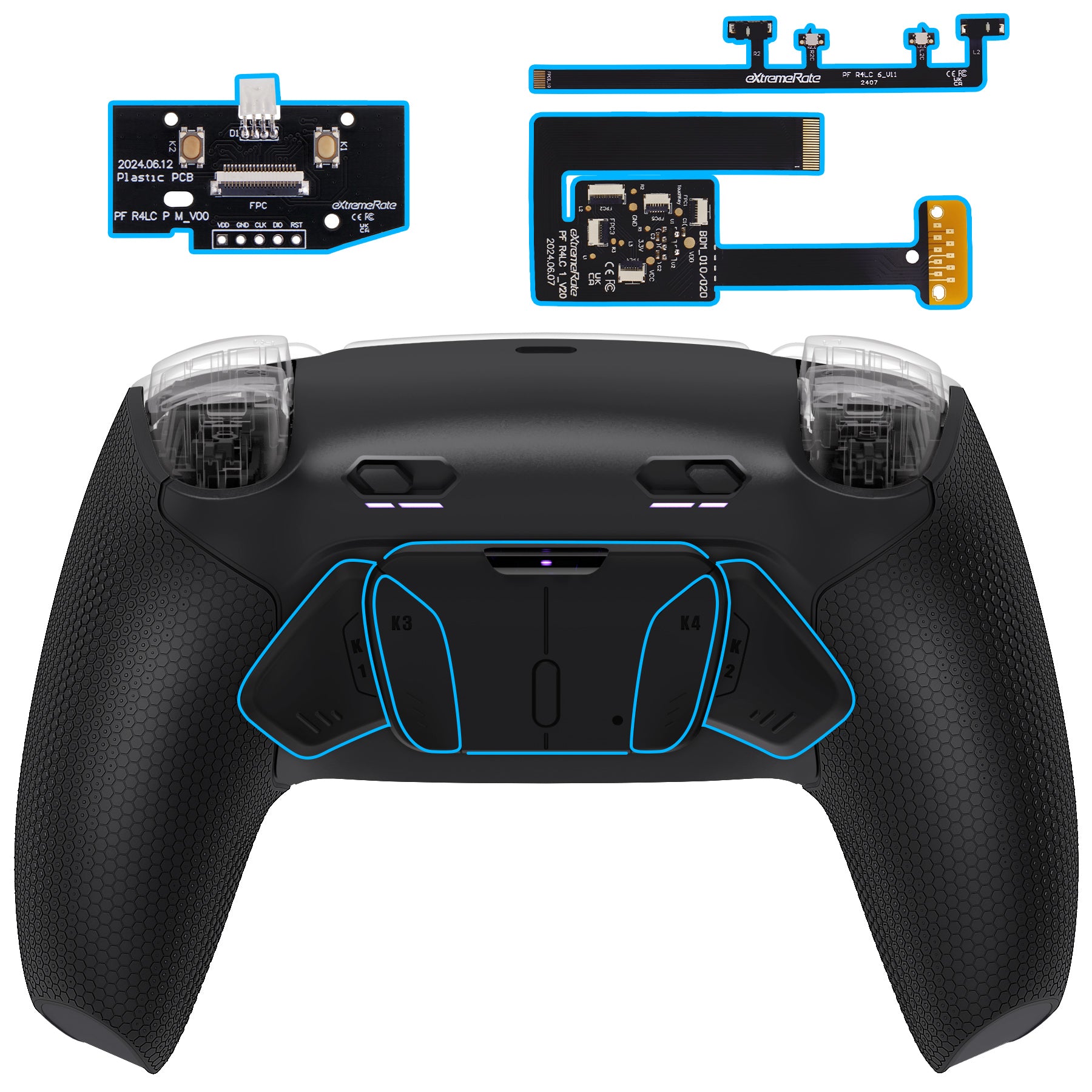 eXtremeRate Rubberized Black Remappable RISE4 Plus MAX Back Paddles Kit ...