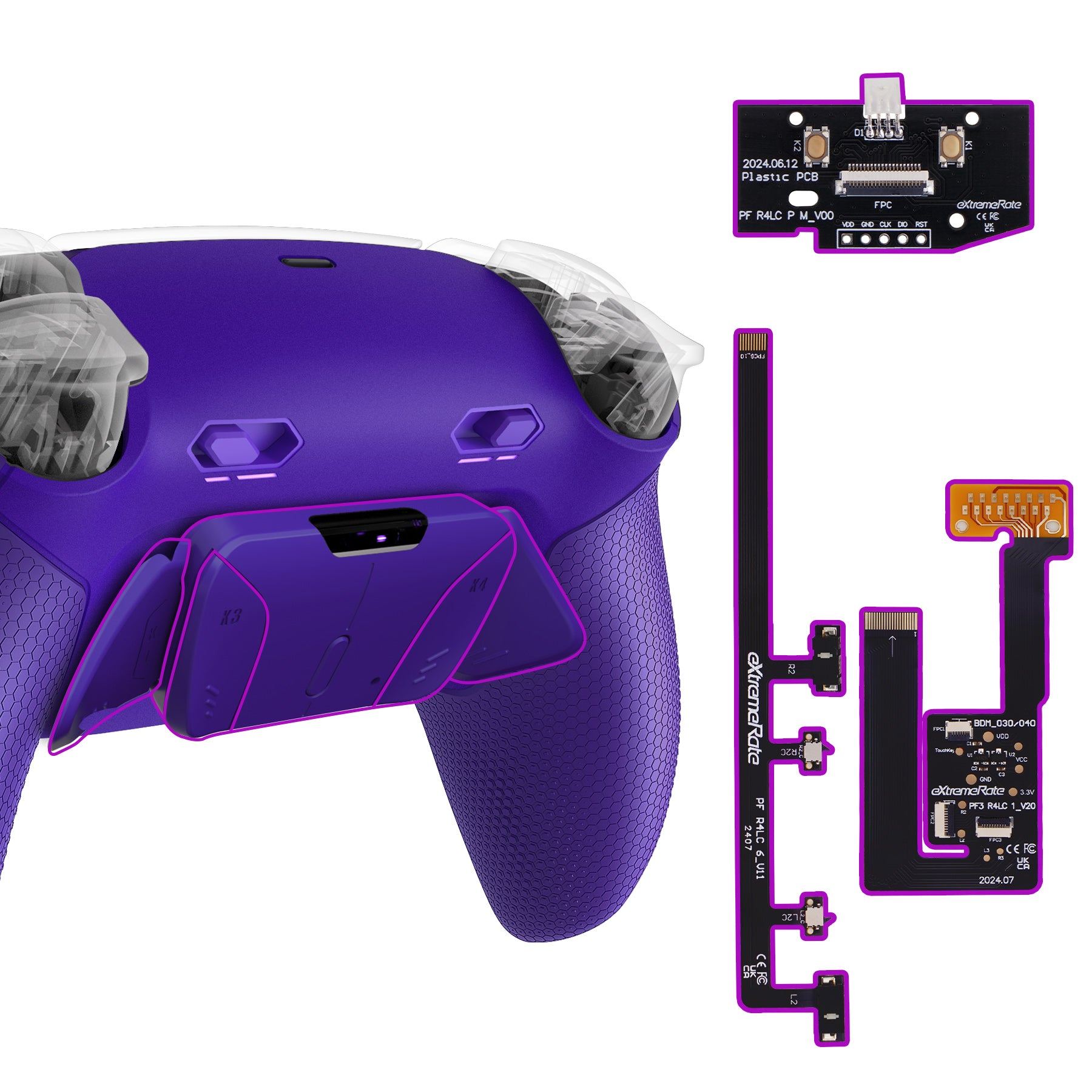 eXtremeRate Rubberized Galactic Purple Remappable RISE4 Plus MAX Back ...