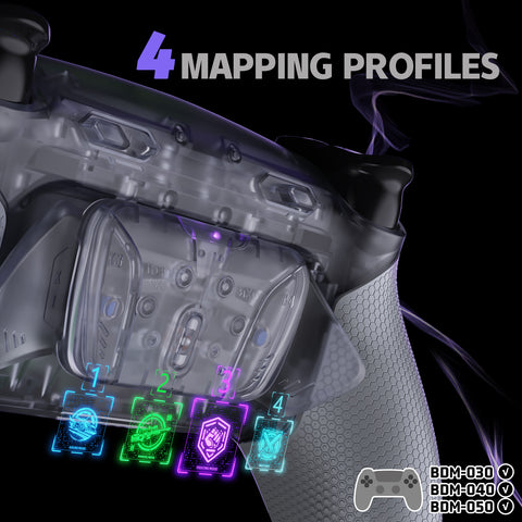 eXtremeRate Rubberized Clear & Gray Remappable RISE4 Plus MAX Back ...