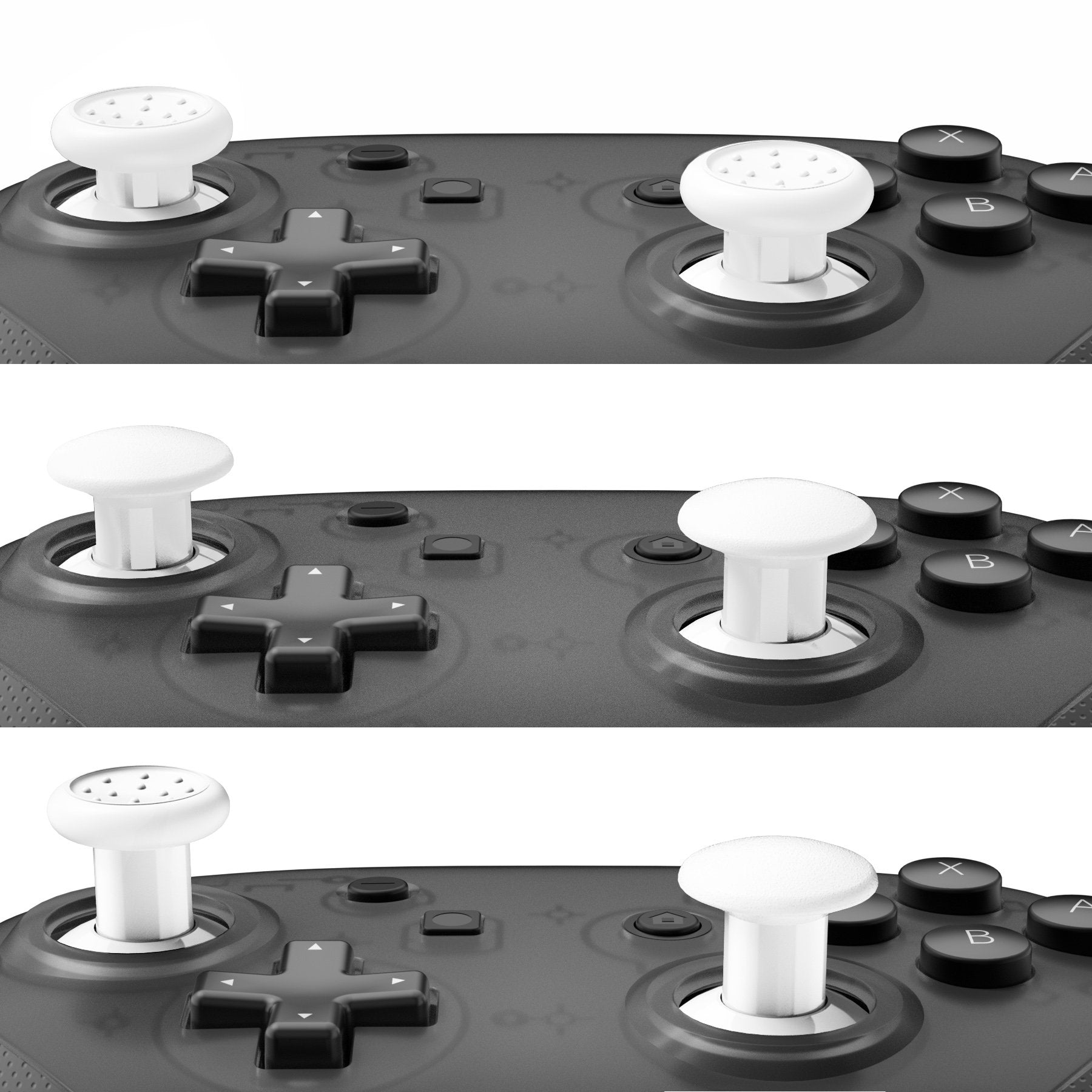 White ThumbsGear Interchangeable Ergonomic Thumbsticks for NS Pro ...